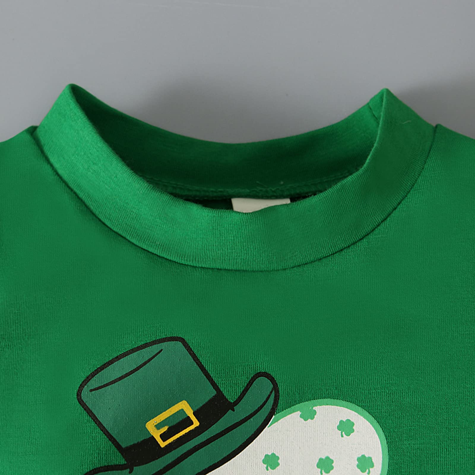Toddler Girl St Patricks Day Outfits Shamrock Saint Patrick's Day Ruffle Dress Top T-Shirt+Clover Flared Pants Clothes Set (St Patrick, 3-4T)