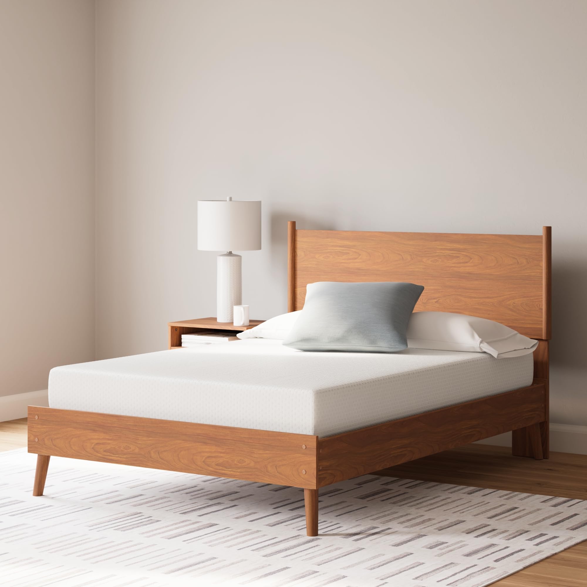 Signature Design by Ashley Twin Size Chime 8 Inch Medium Firm Gel Memory Foam Mattress with Green Tea & Charcoal Extract