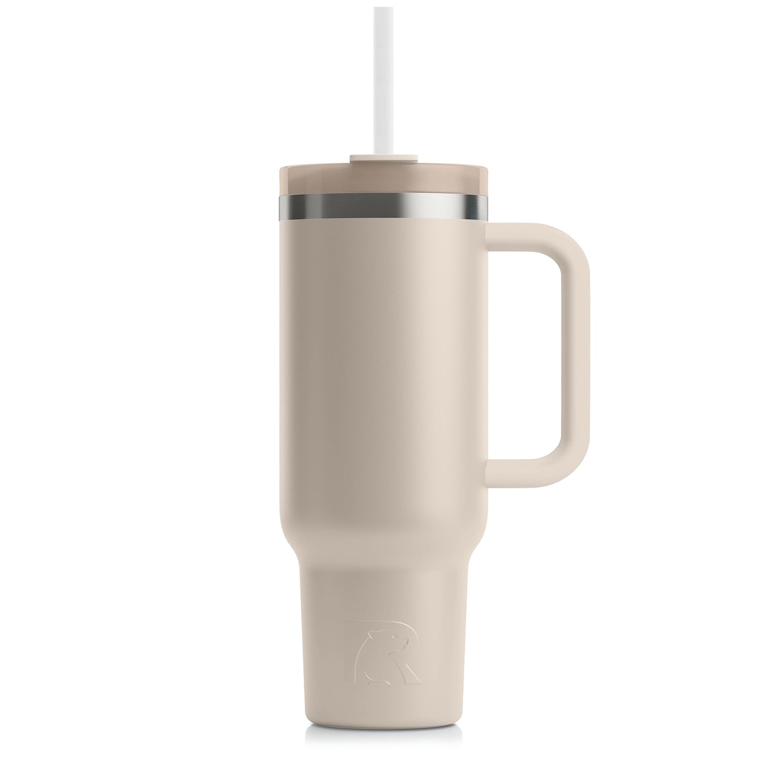 RTIC 40 oz Road Trip Tumbler Double-Walled Insulated Stainless Steel Portable Travel Coffee Mug Cup with Lid, Handle and Straw, Ceramic-Lined, Olive Midnight Camo