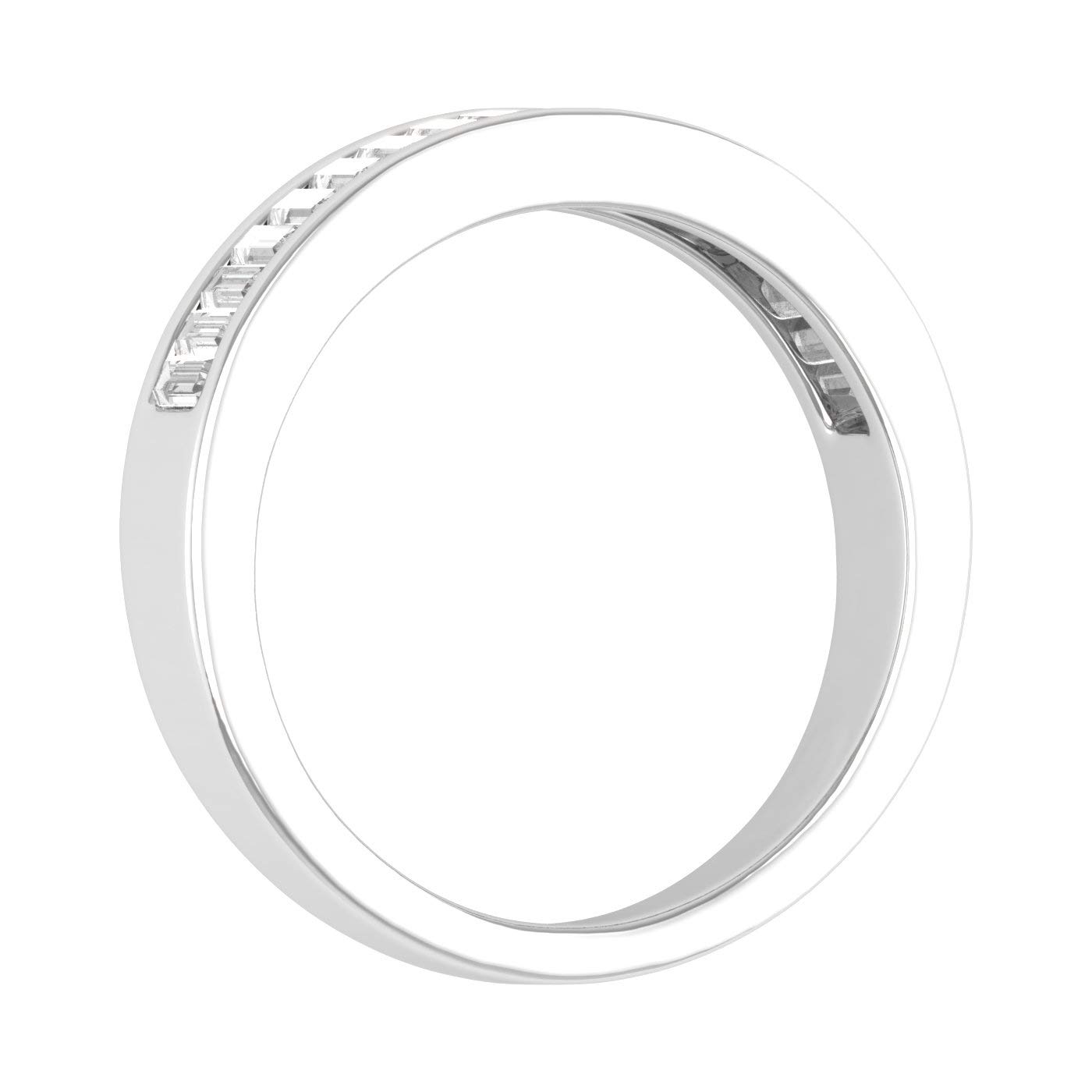 FINEROCK 1/2 Carat Channel Set Baguette Shape Diamond Wedding Band Ring in 14K White Gold - IGI Certified (Ring Size 6.75)