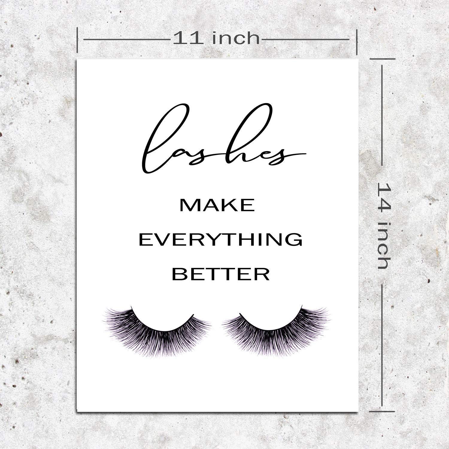 Eyelashes Decor girls room decor Lashes Make Everything Better, Glamour Decor, Bedroom Wall Decor, Inspirational Print, Makeup Lashes Art 11X14 Inch Prints No Framed