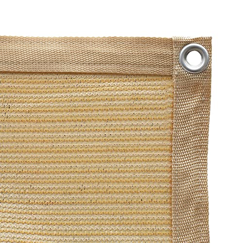 Shatex 90% Shade Fabric 6' x 10' Sun Shade Cloth with Grommets for Pergola Cover Canopy, Wheat, 12 Bungee Balls