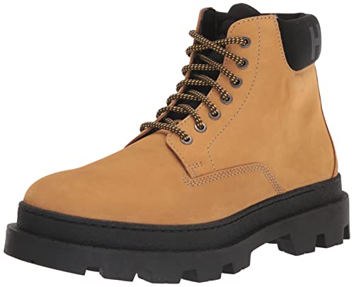 HUGO Mens Bold Back Logo Lace Up Boots Hiking Shoe, Dark Sand, 9 US