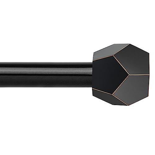 TONIAL 3/4 Curtain Rods 32 to 58 Inch(2.6-4.8ft), Telescoping Splicing Drapery Rods for Windows 20 to 53 Inch(1.7-4.4ft), Decorative Single Rod with GeometricFinial, Black
