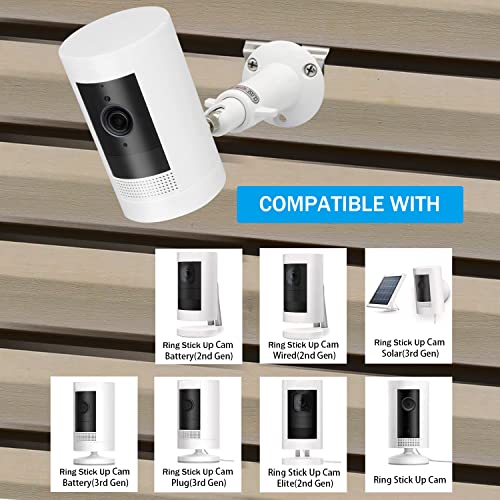 Ring Camera Vinyl Siding Wall Mounts No Drill 360 Degree Adjustable,Compatible with Ring Stick up Cam & Ring Indoor Cam(2Pack White)