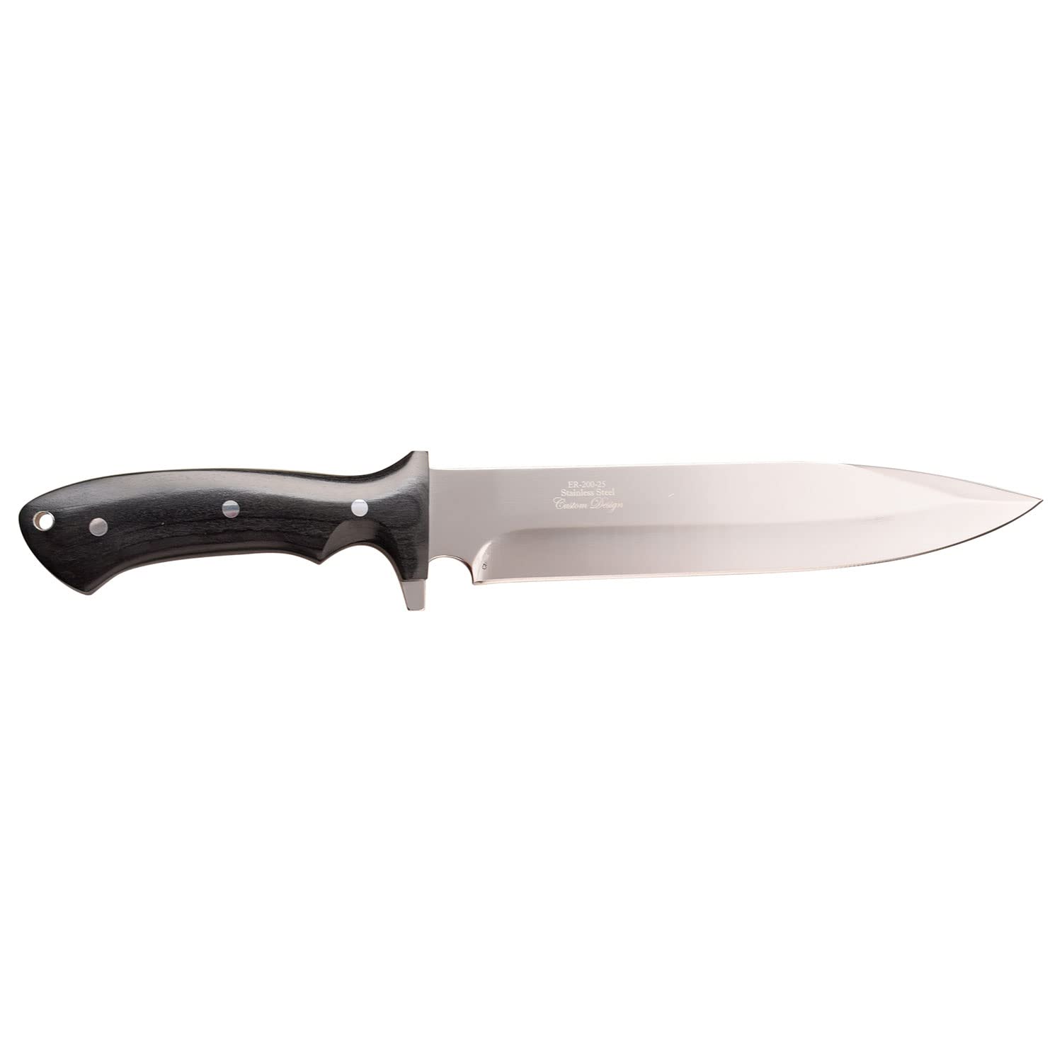 Elk Ridge - Outdoors Fixed Blade Knife - Mirror Polished Stainless Steel Blade, Polished Black Wood Handle, Full Tang, Includes Leather Sheath - Hunt, Camp, Survive - ER-200-25BK