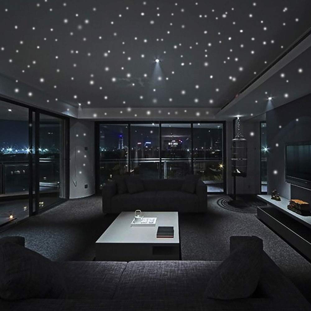 Glow in The Dark Wall Stickers, BaaSid 407 Pcs Removable Glow in Dark Dots Wall Decals Stickers Room Decor Kit, Adhesive Dots Luminous Ceiling Decals for Kids Bedroom Halloween Home Decoration