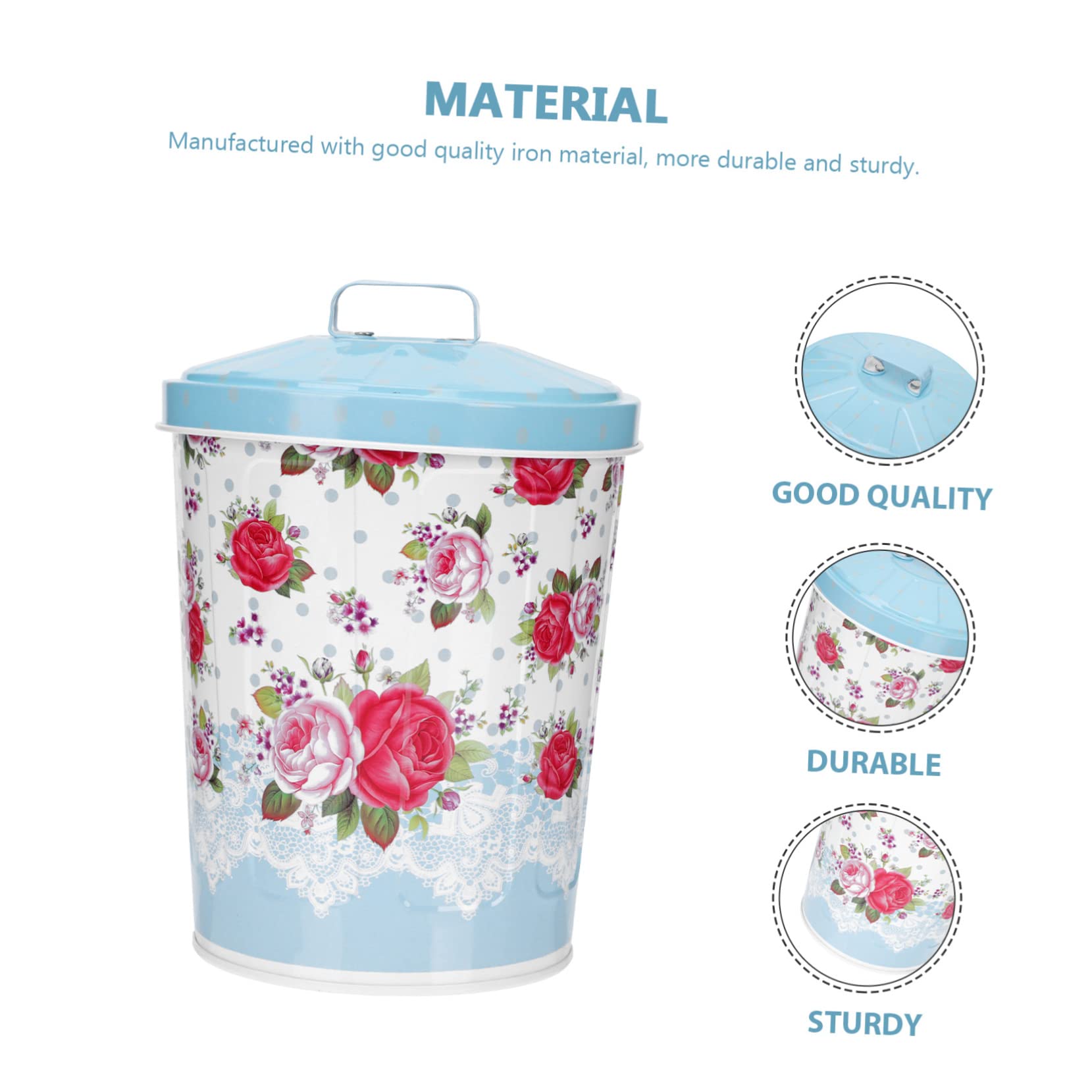 STOBAZA 2 Pcs Trash Can with Lid, 13 Gallon Capacity, Metal, Iron, Assorted Colors