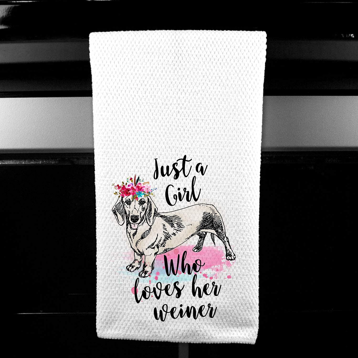I'm Just a Girl Who Loves Her Wiener Microfiber Kitchen Towel Gift for Animal Dog Lover