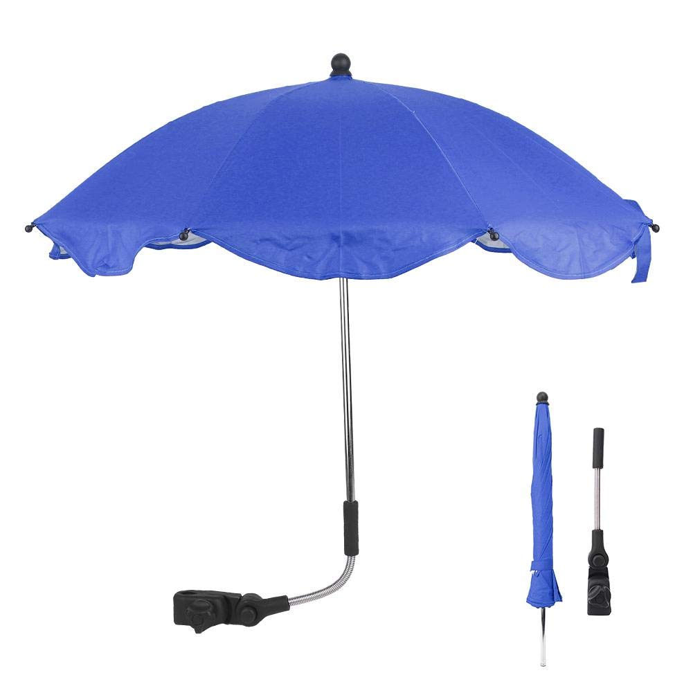 Diydeg Baby Carriage Sun Shade, Folding Non-Skid Anti-UV Stroller Sunshade Umbrella, for Strollers Bicycles(Blue Umbrella)