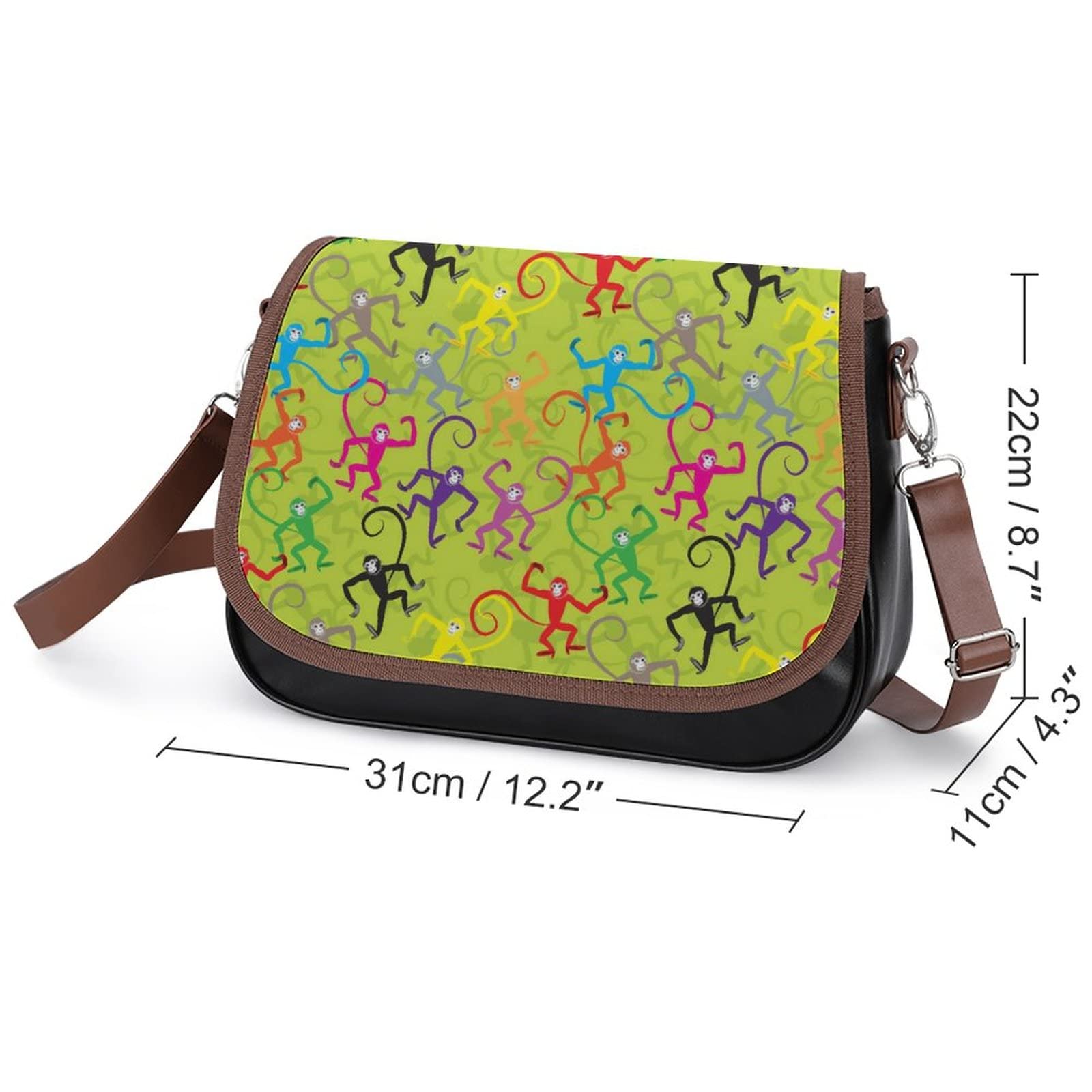 Monkey Animal Women's Vintage Crossbody Shoulder Bag Leather Handbags Small Purse