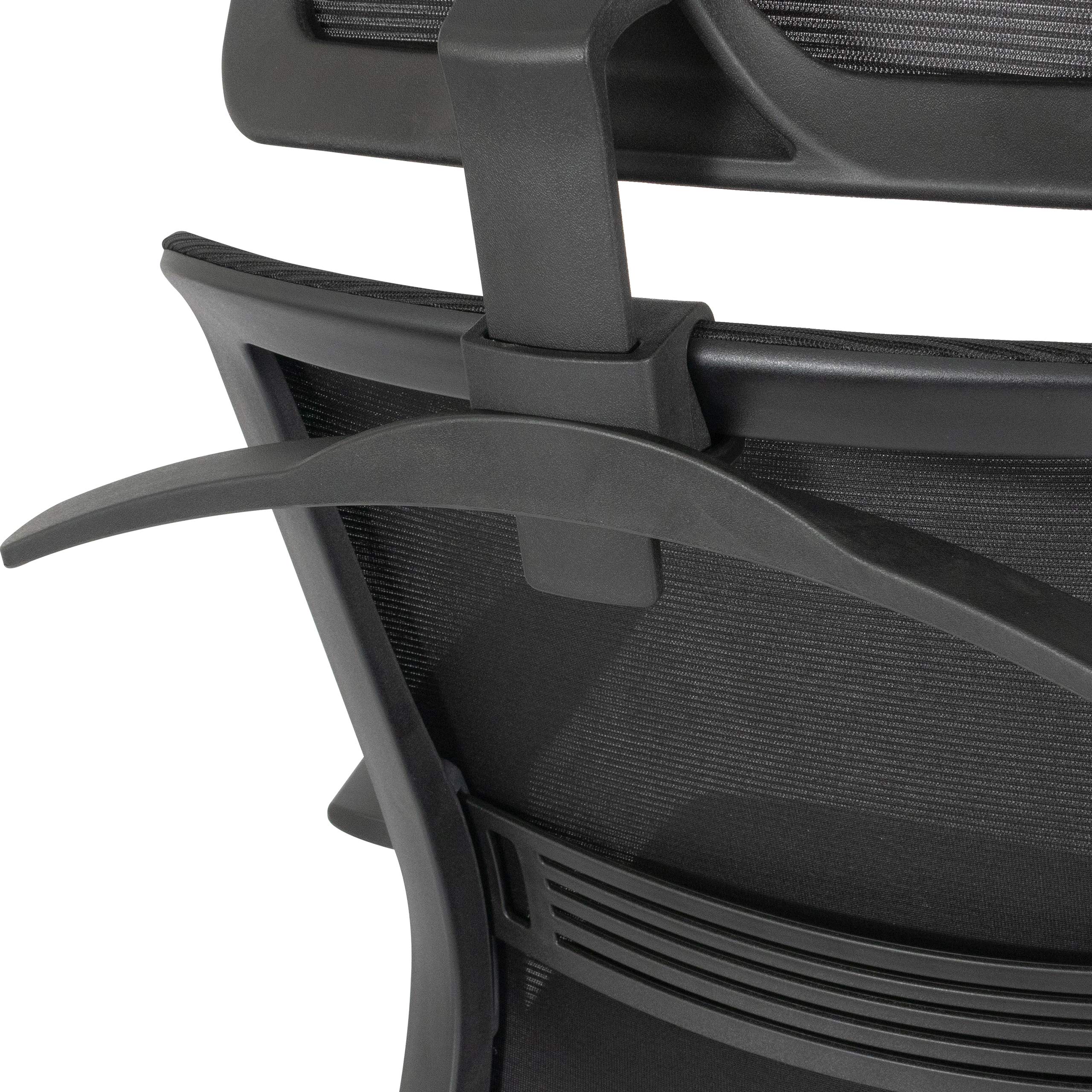 Hamilton Ergonomic Mesh Office Chair, High Back Recliner Computer Desk Chair, Adjustable Seat Armrest Headrest, Lumbar Back Support, Breathable Mesh, Tilt Function, Black