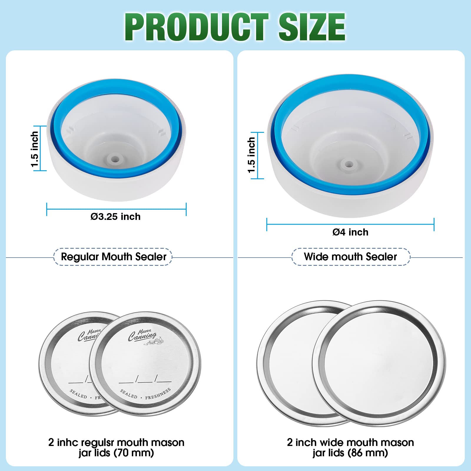 Jar Sealer for FoodSaver Vacuum Sealer, Canning Jars Vacuum Sealer Kit with Accessory Hose for Regular and Wide Mouth Mason Jars