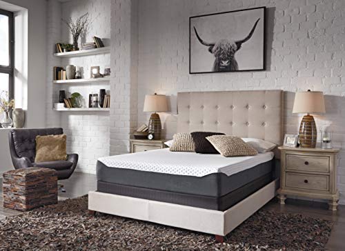 Signature Design by Ashley Full Size Chime Elite 10 Inch Plush Green Tea & Charcoal Gel Memory Foam Mattress with Micro Cool Cover, Full Size