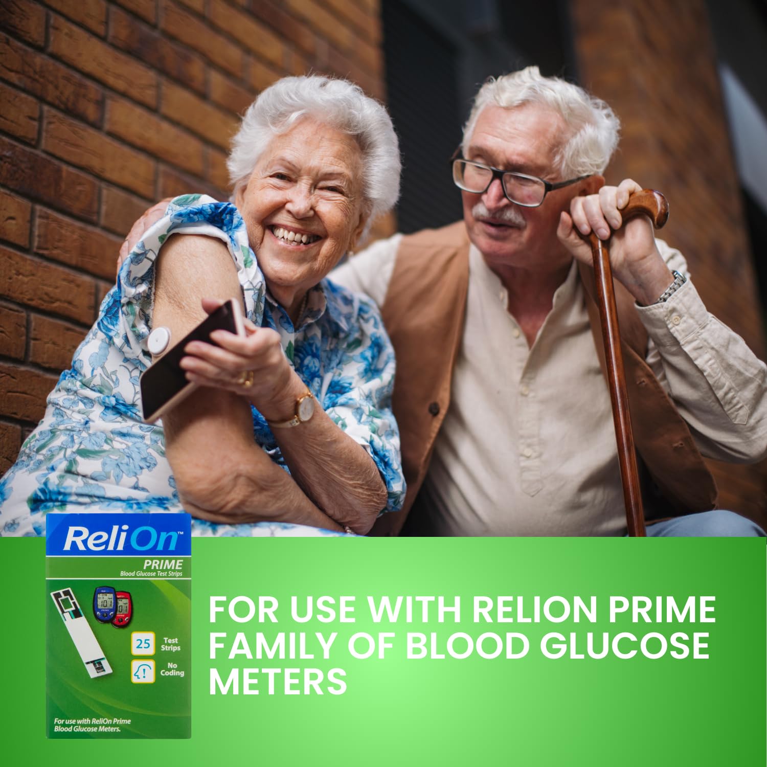 ReliOn Prime Blood Glucose Test Strips Diabetes, 25 Count