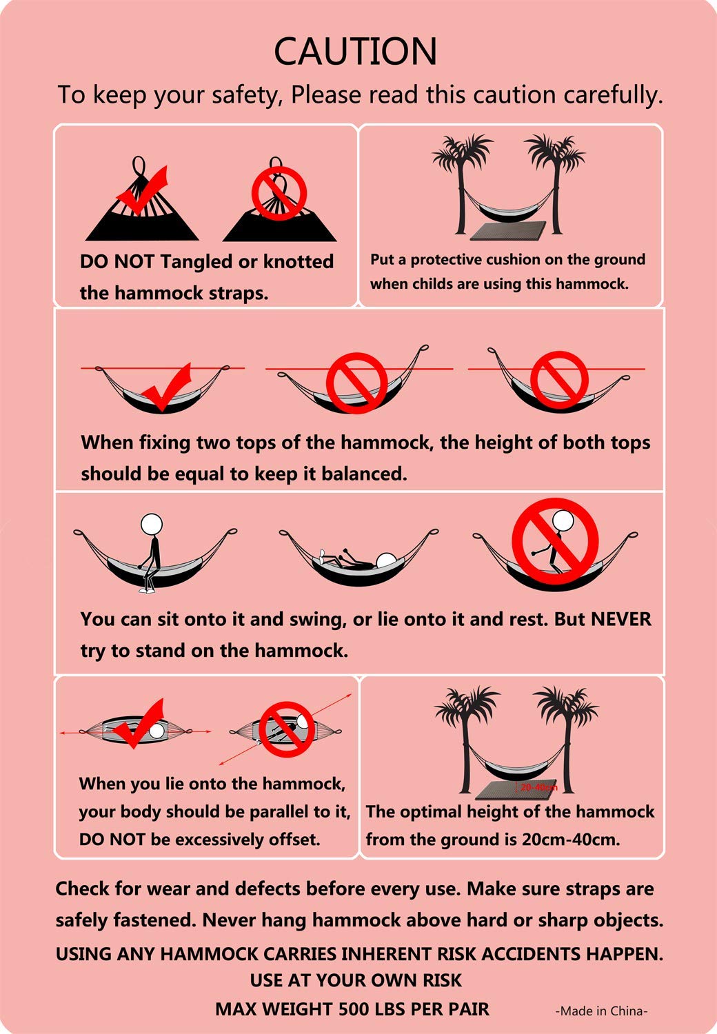 Hammock for Camping or Hiking - Portable Parachute Nylon Hammock - Best Choice for The Family time, Lavender & Pink