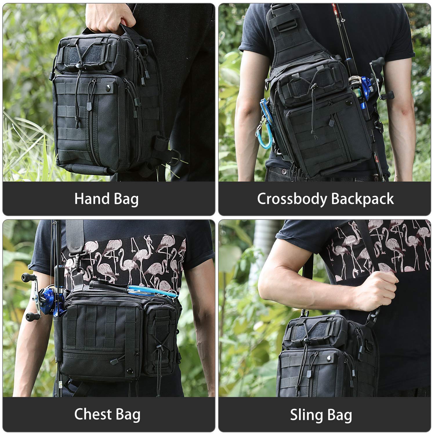 G4Free Big Tactical Sling Backpack Fishing Tackle Backpack