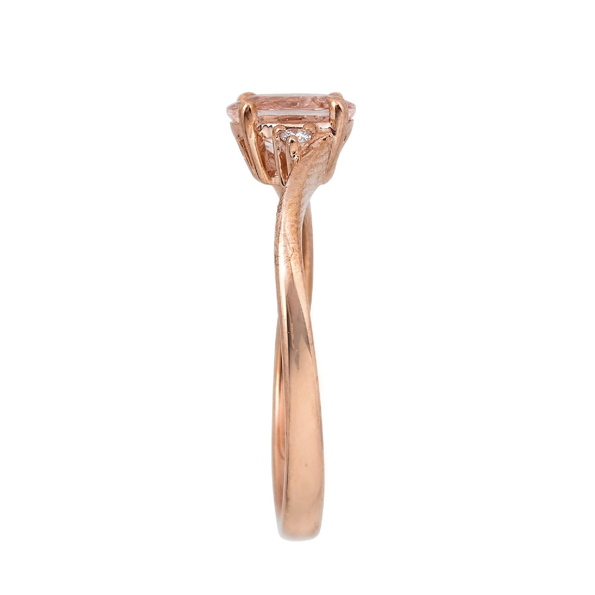 Gin & Grace 10K Rose Gold Natural Diamond (I1,I2) & Genuine Morganite (Size 7) Eternity Promise Propose Promise Ring for Women