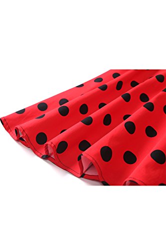 Topdress Women's Vintage Polka Audrey Dress 1950s Halter Retro Cocktail Dress Red/Black Dot M