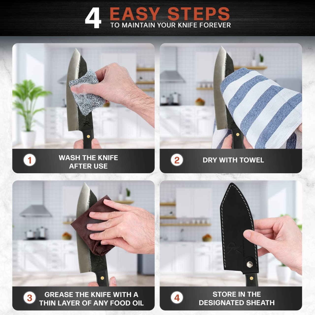Kitchen perfection Handmade Chefs Knife - Extremely Sharp Kitchen Knife 8 Inch Professional Culinary Knife -Hand Sharpen Chopping Knife Meat Knife Kitchen For Men - High Carbon Steel w/Leather Sheath