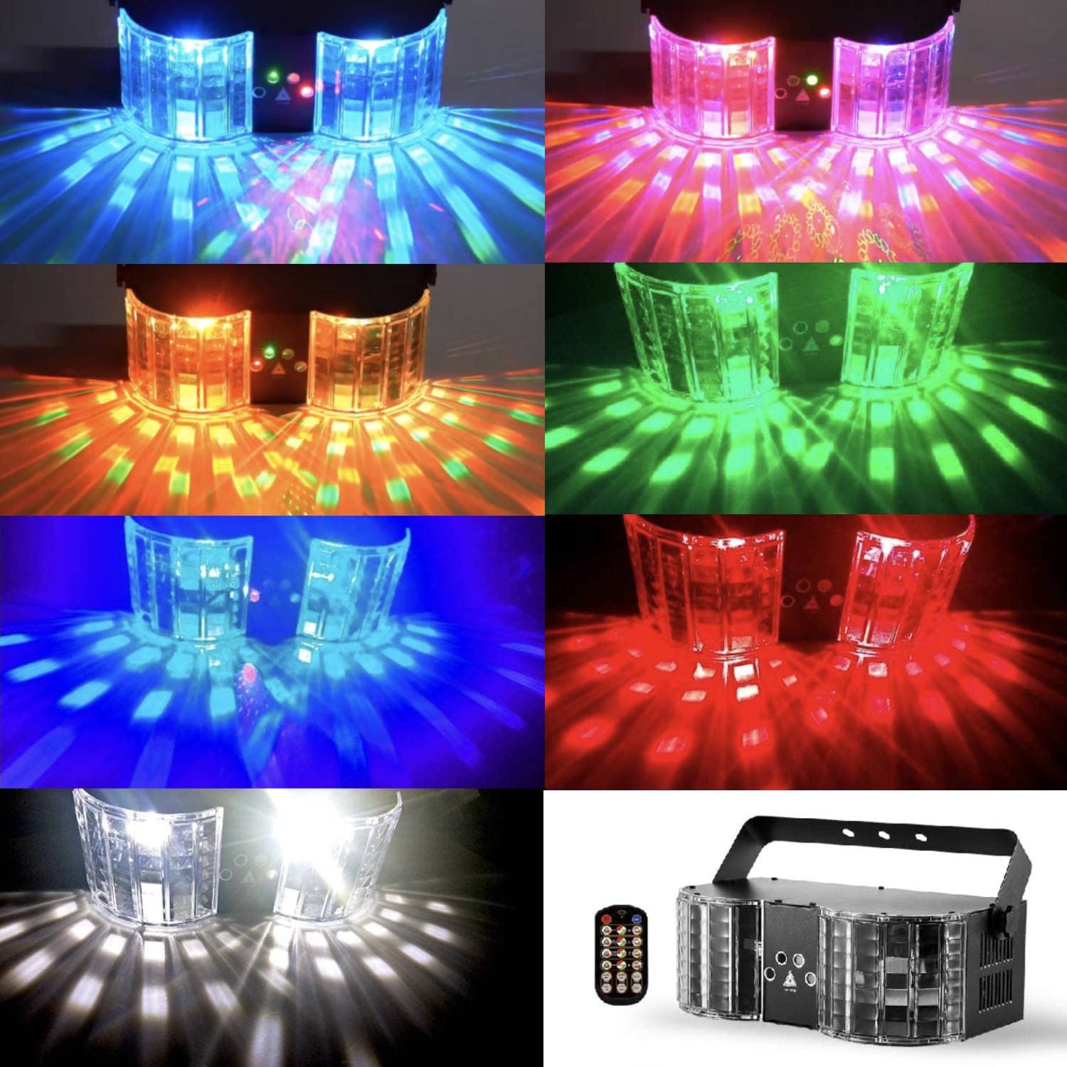 DJ Lights for Parties, BSYUN RGB LED Butterfly Disco DJ Lights with Sound Activated Strobe Effect for Indoor Parties (3.7 x 2.7 x 4.7 inches)