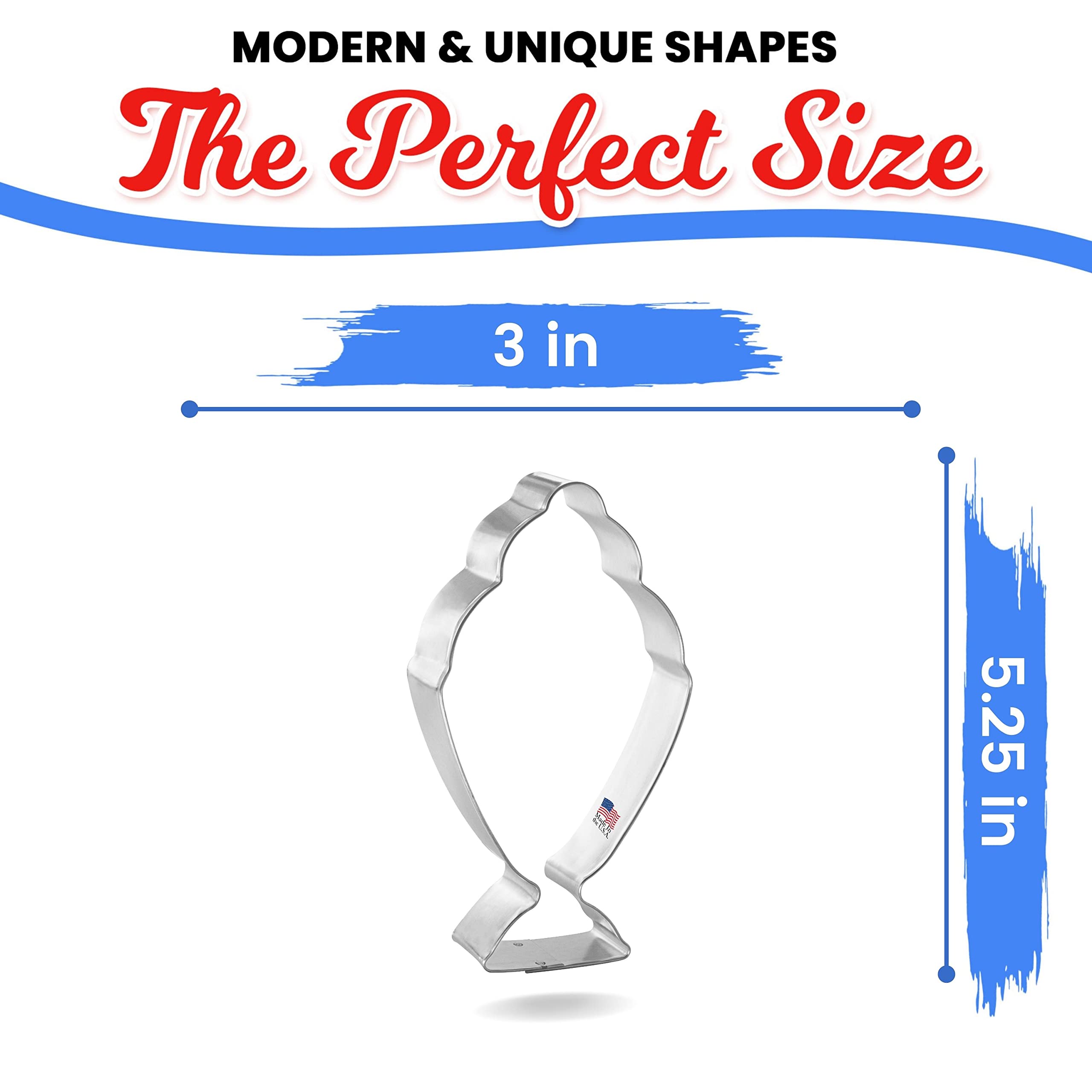 Ice Cream Sundae Cookie Cutter 5 Inch - Made in the USA β Foose Cookie Cutters Tin Plated Steel Ice Cream Sundae Cookie Mold