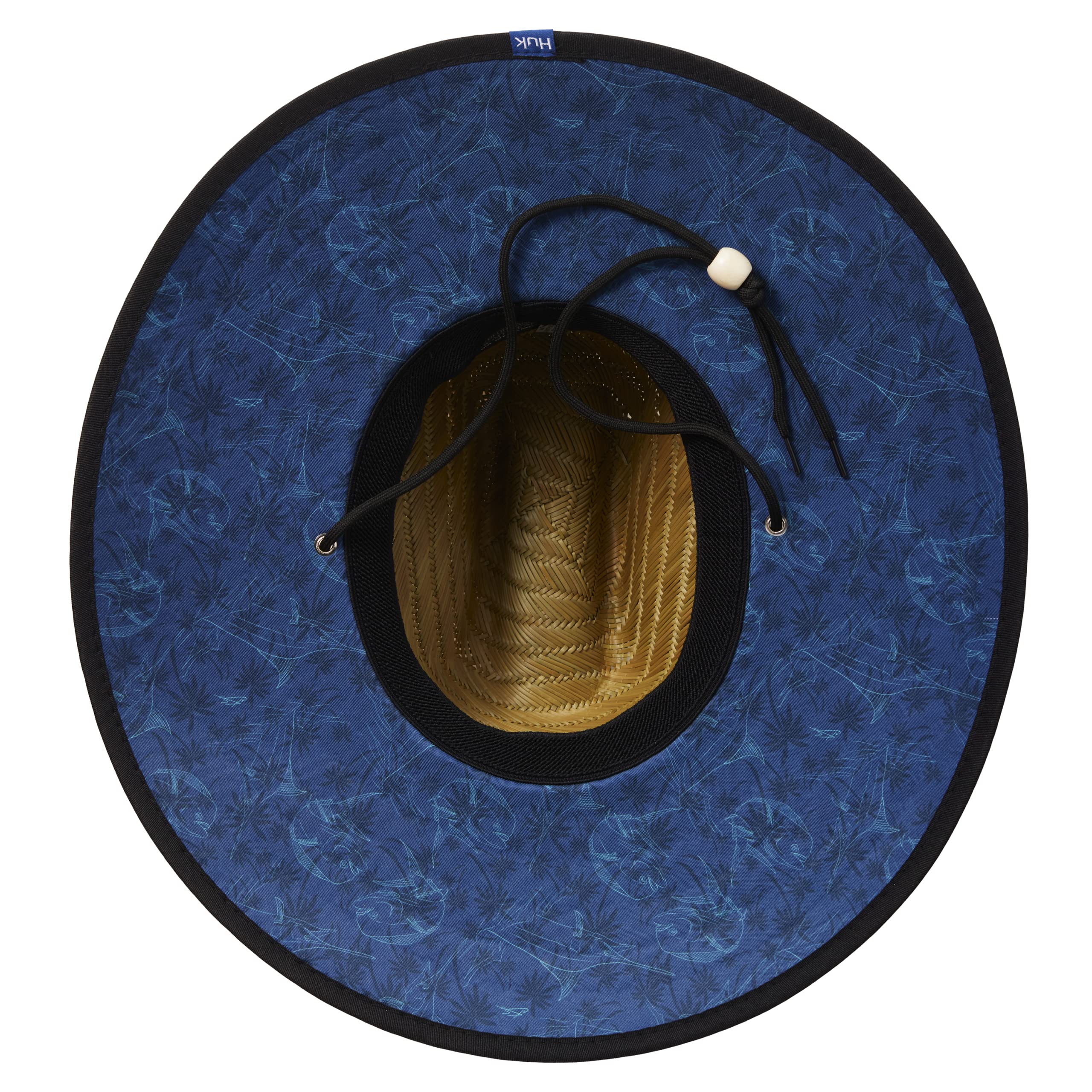 HUK Men's Standard Camo Patch Straw Wide Brim Fishing Hat, Palm Slam-Sargasso Sea, One Size