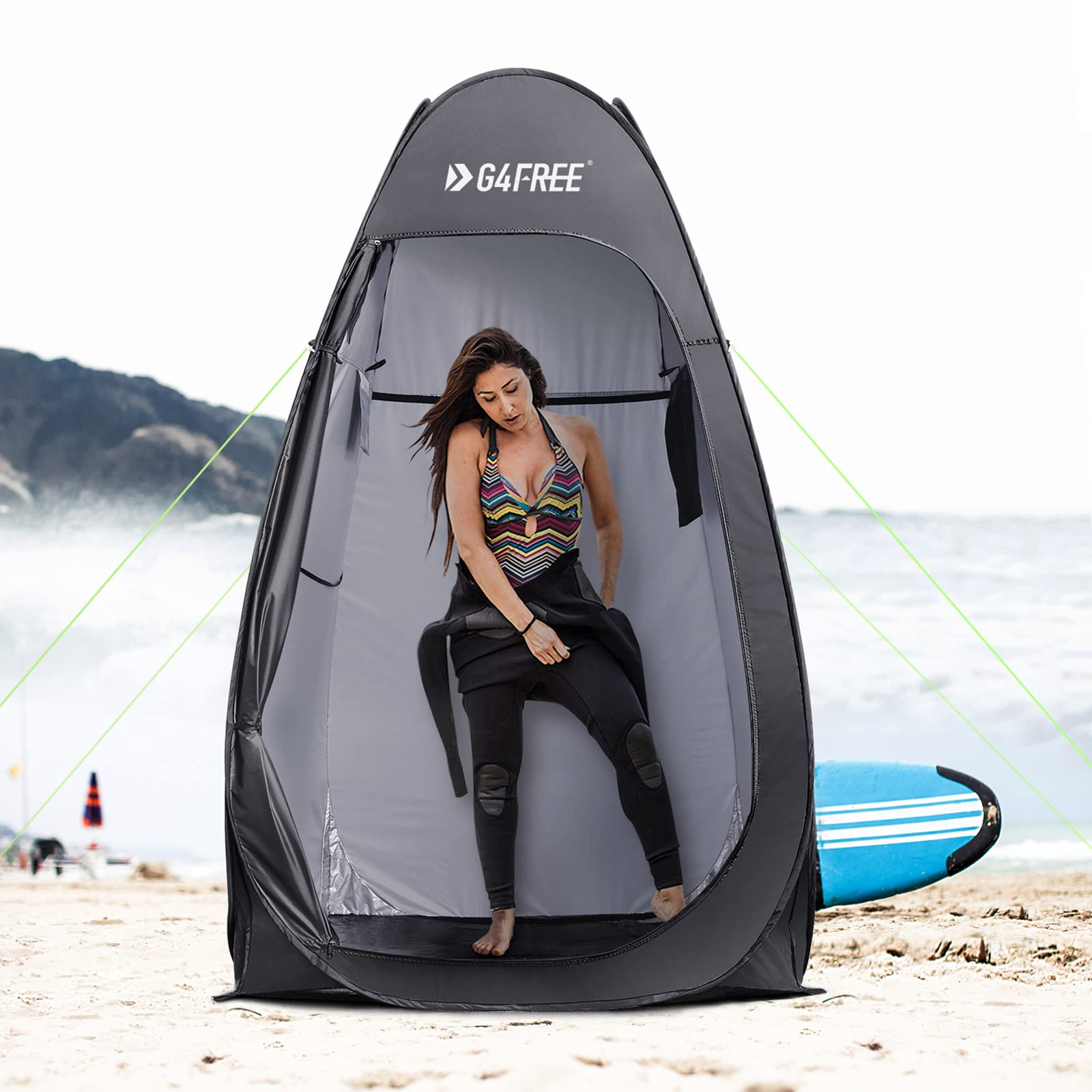 G4Free Pop Up Privacy Shower Tent Portable Outdoor Changing Room Camping Toilet Sun Shelter with Carry Bag(Green)