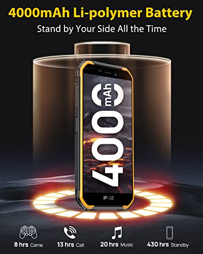 Ulefone Rugged Smartphone Unlocked, Armor X6 Pro(2022) IP69K Waterproof Phone, Android 12 8GB+32GB, 13MP+5MP, 5.0 inch, 4000mAh Battery, Global Dual 4G, NFC, Face ID Compass+GPS Shockproof (Orange)
