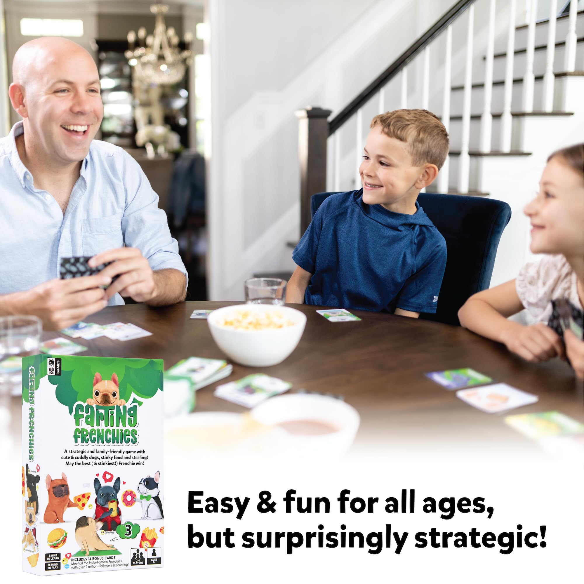 Farting Frenchies - Fast-Paced Strategic Card Game for Kids & Adults - Simple Setup, 20 Min Playtime, 2-4 Players, Ages 7+
