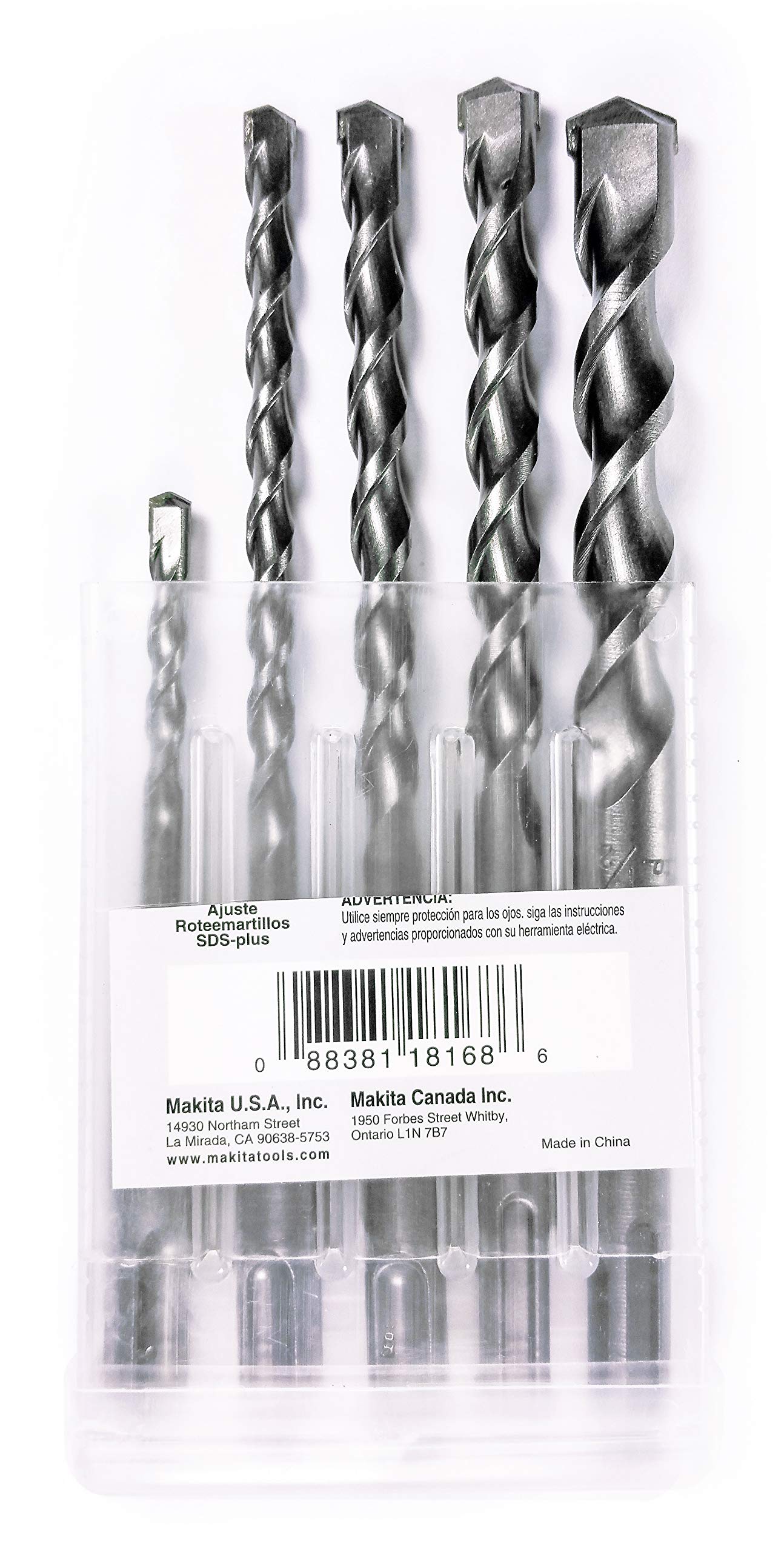 Makita 5 Piece - SDS-Plus Drill Bit Set For SDS+ Rotary Hammers - Aggressive Drilling For Concrete & Masonry - Carbide Tipped Bits