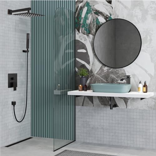 Midanya Oil Rubbed Bronze Bathroom Shower System Wall Mount Shower Faucet Set 10 Inch Square Rainfall Shower Head High Pressure Shower Fixture with Handheld Sprayer Rough-in Valve and Trim Included