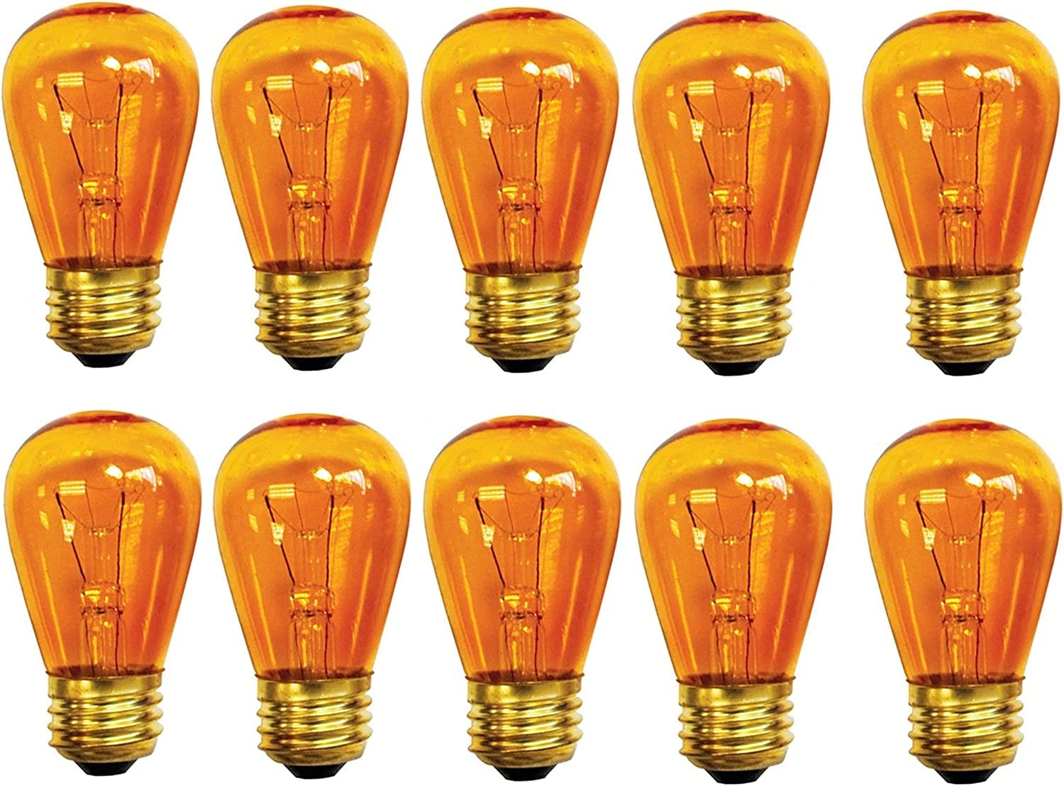 String Light Company S1411WA Amber S14 Light Bulb with E26 Base, 11-Watt (Pack of 12)