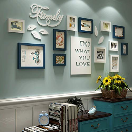 FZZDP Photo Wall Photo Wall Decoration Wall Photo Frame Combination Punch-Free Personality Background Wall Net Red Living Room Wall Clock (Color : D)