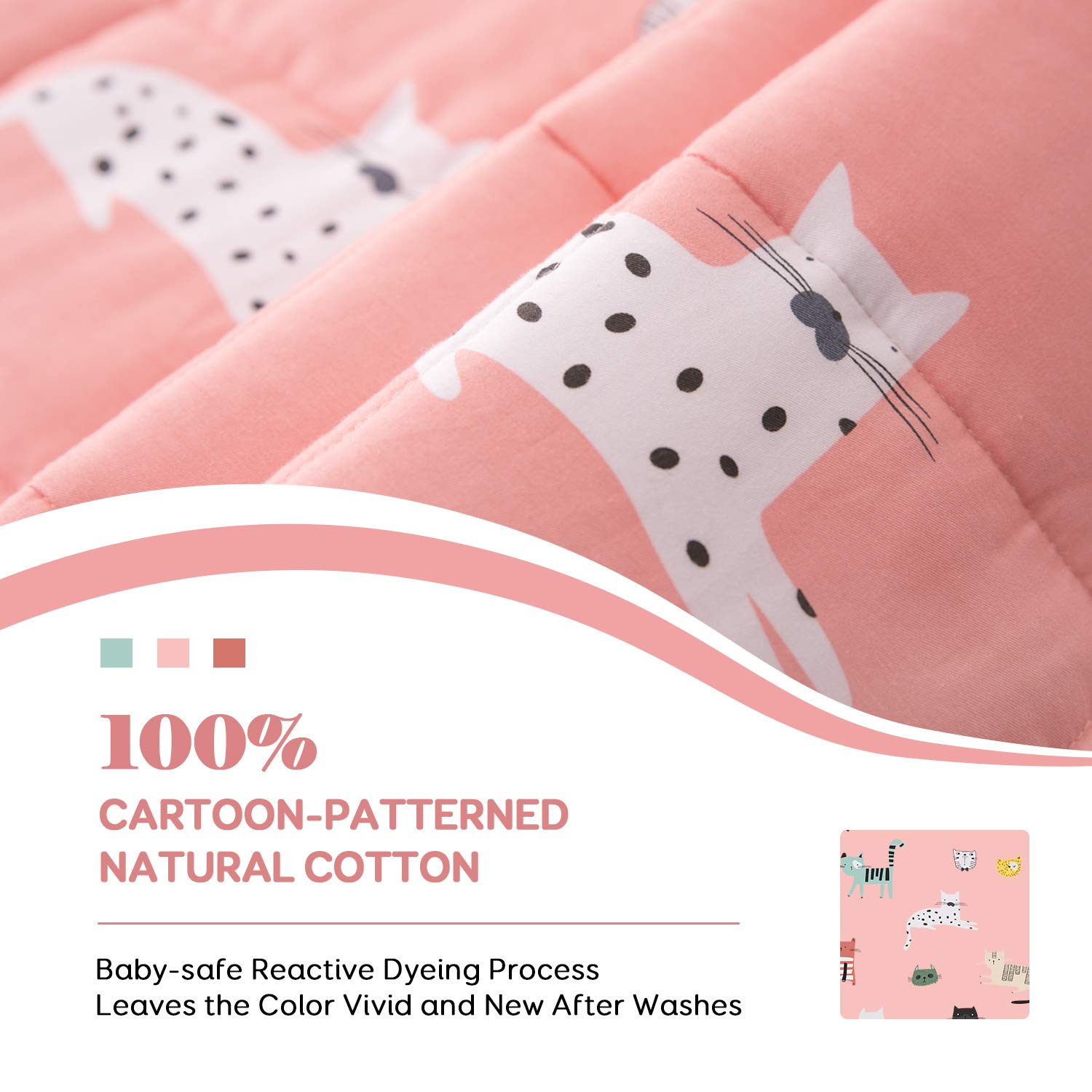 Sivio Weighted Blanket,Cotton and Minky Fleece Throw Blanket with Beads, Reversible Heavy Blanket, 3lbs 36x48 Inch, Pink Cat