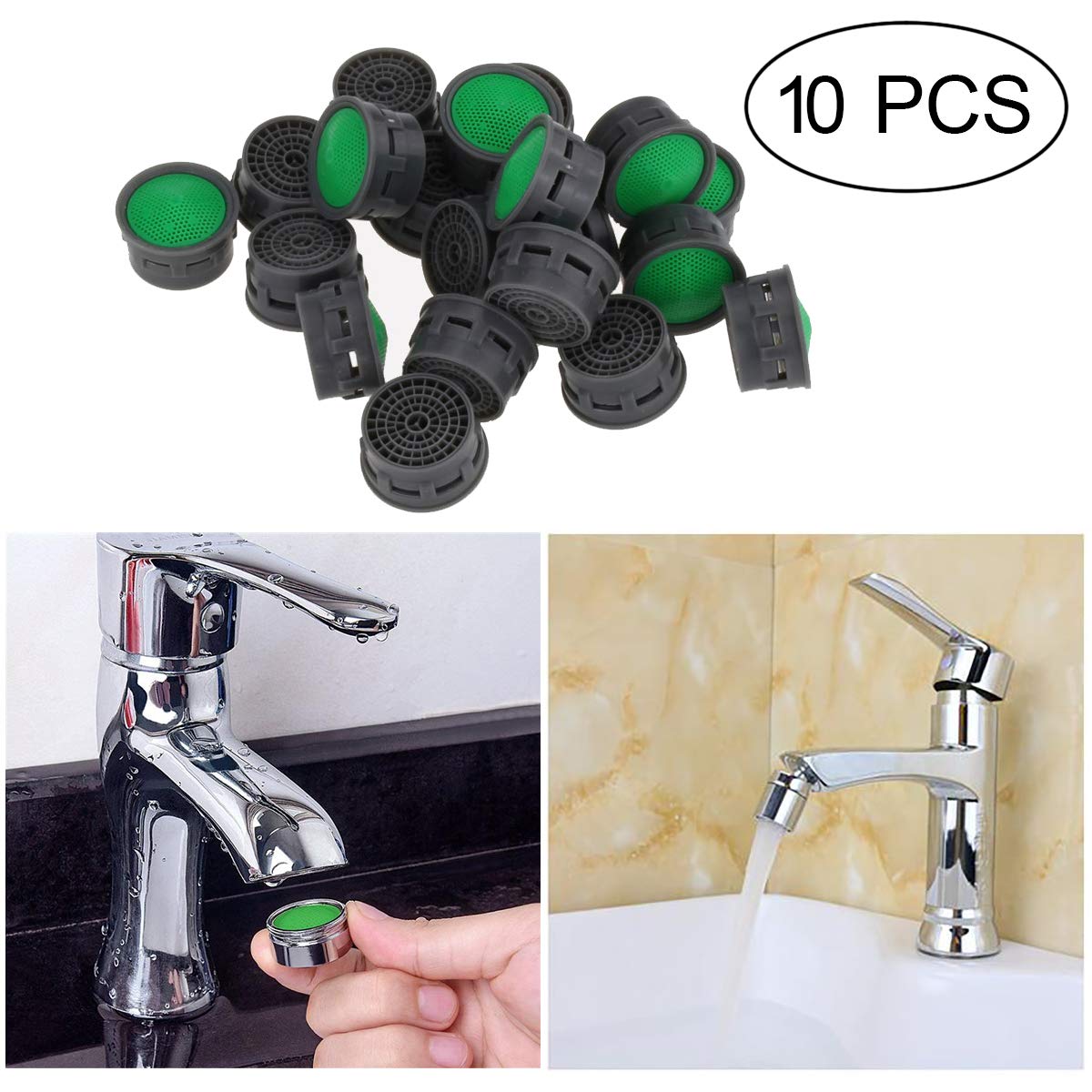 ECYC 10Pcs Faucet Nozzle Filter Small Threaded Plastic Aerator Faucet Bubbler Sprayer Water Saving Filter Net for Kitchen Bathroom