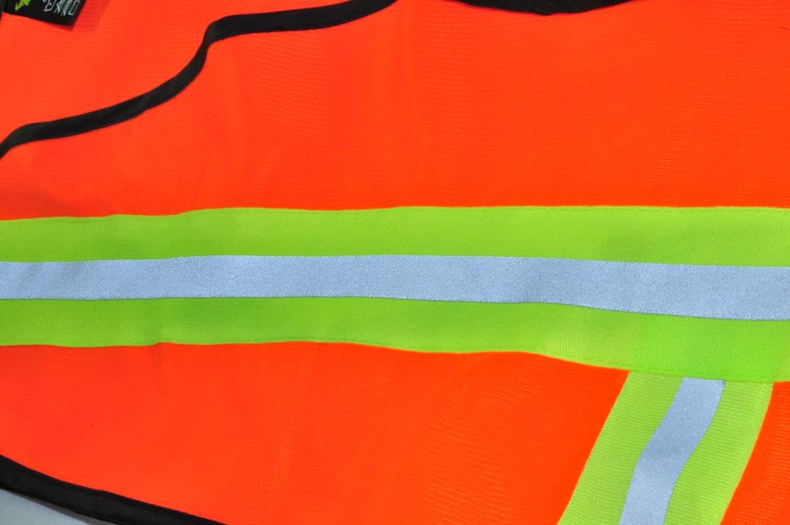 G & F 41113 Industrial Safety Vest with Reflective Stripes, Neon Orange