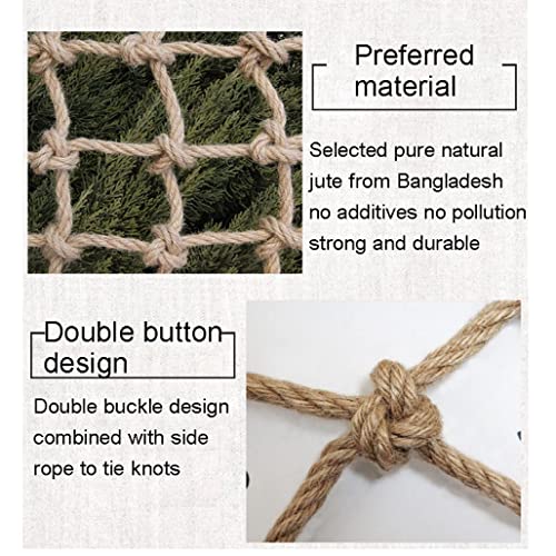 OUYOXI Safety net Child Protection net Decoration Net Hemp Rope 8mm, Multifunctional Hand Woven Retro Grid Net Safety Hemp Rope net Photo Wall, Hanging Net (Colour:Yellow,Size:1x1m(3.28x3
