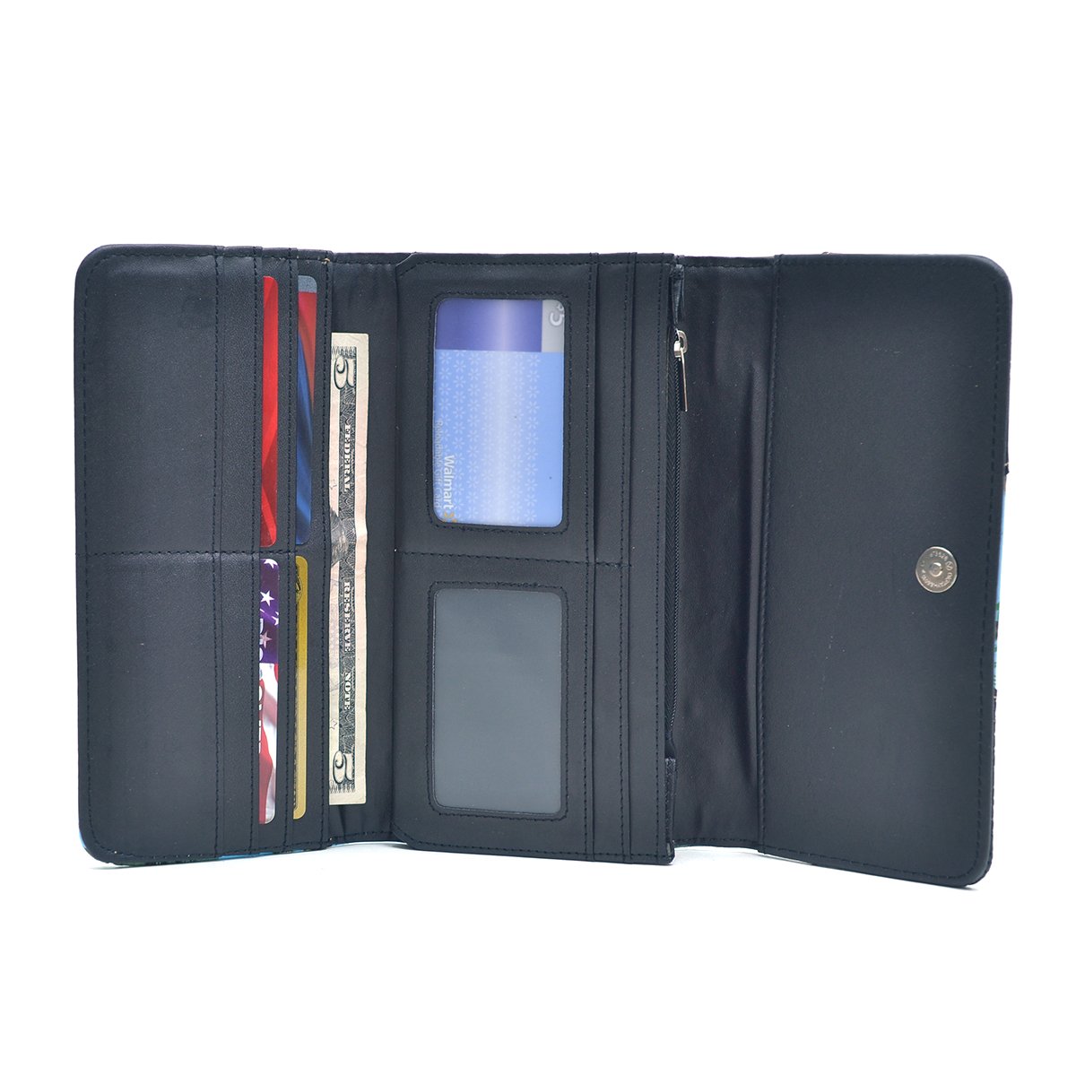 Way2Culture Western Rhinestone Bling Buckle Wallet - Black Leopard