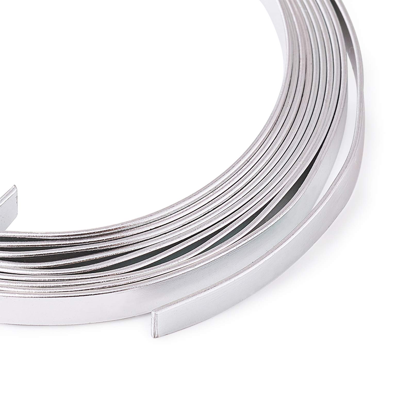 Fashewelry 5mm Aluminum Flat Wire Silver 32.8Ft Bendable Nose Wire for Face Masks Soft Craft Wire for Wire Wrapping, Resin Bezel Frame, Jewelry Ring Making