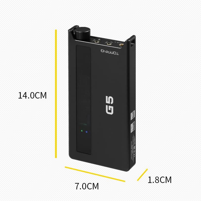 Topping G5 USB DAC, Portable LDAC Audio Built-in NFCA HPA Bluetooth Headphone AMP(Black)