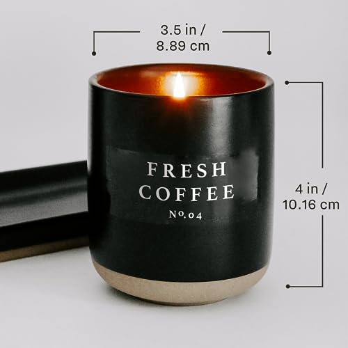 Sweet Water Decor Christmas Soy Candle | Apple Cider, Cinnamon, Fresh Cut Christmas Tree, and Cookies Scented Candles for Home | 12oz Black Stoneware Jar, 60+ Hour Burn Time, Made in the USA