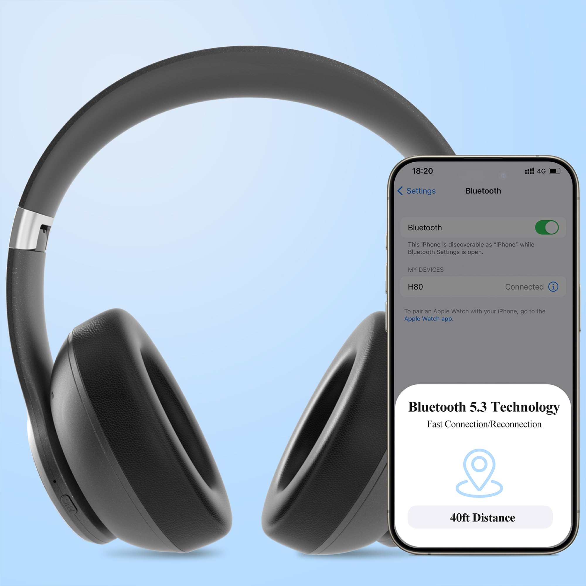 Falebare Hybrid Active Noise Cancelling Headphones, Bluetooth 5.3 Headphone for Hi-Res Wireless Audio, Over Ear Wireless Headphones with 100H Playtime