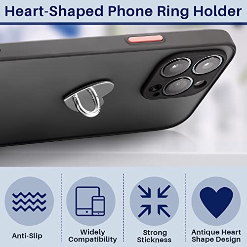 Moxweyeni 6 Pcs Cell Phone Ring Holder Stand Phone Ring Holder Adhesive Metal Phone Finger Grip Universal Ring Holder for Cell Phone Tablet, Sticky Phone Charms Accessories (Heart Shaped)