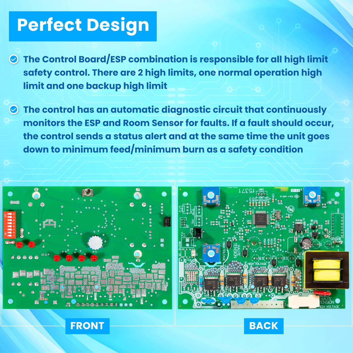 Replacement for Harman Pellet Stove Control Board 1-00-05886 4-Output Platinum PCB Circuit Board for Harman Advance, Accentra 52i, Accentra Insert P35i P43 P61 P61A P68 XXV 3-20-05886 3-20-05374