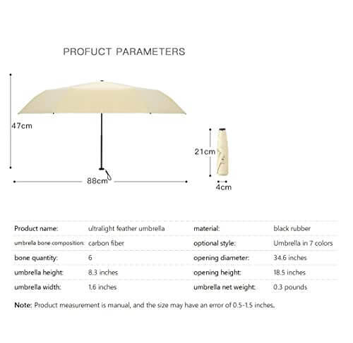 Ultra-light travel umbrella, foldable, ultra-compact and portable, carbon fiber shaft, anti-ultraviolet and windproof umbrella (Pea green)
