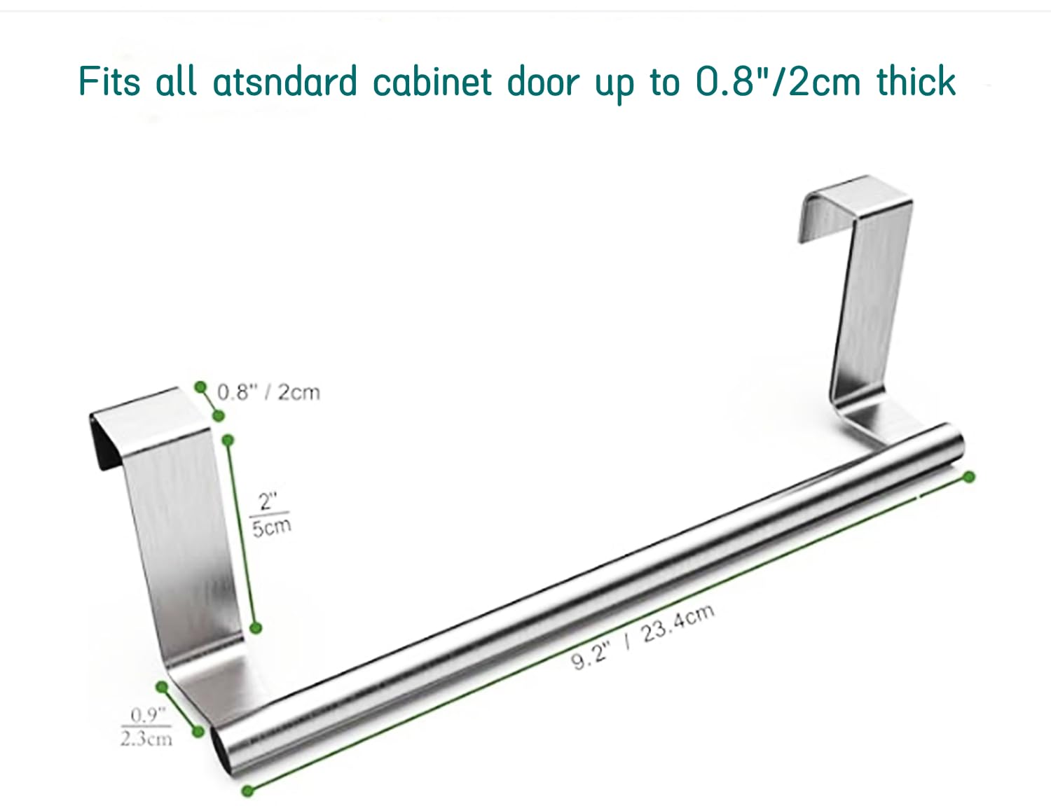 RUIBAOLY Stainless Steel Over Door Towel Rack Bar Holders for Universal Fit on Over Cabinet Cupboard Doors ,9.2" Wide - 2 Pack(Silver)