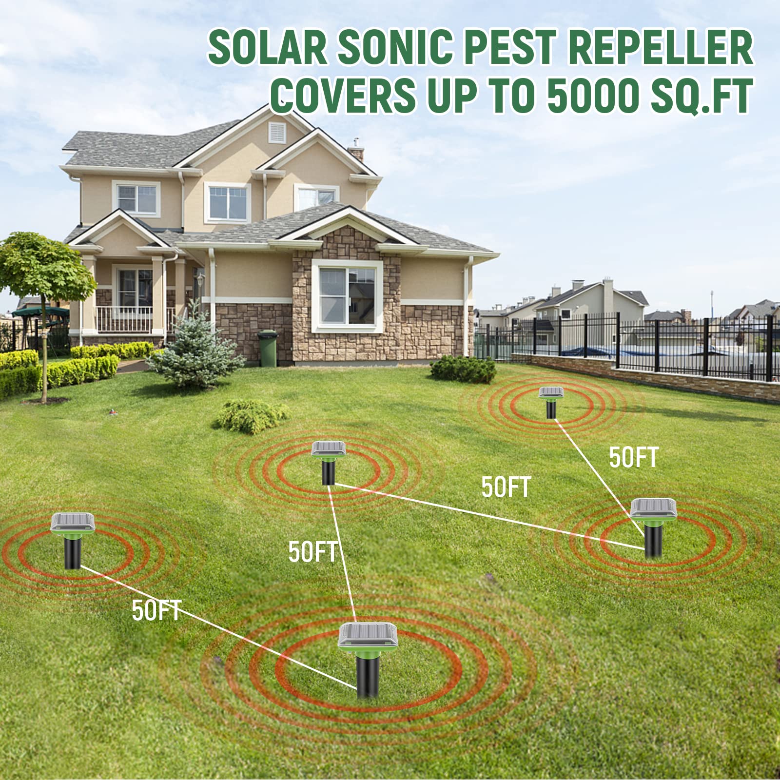 HiAnifri Solar Mole Repellent Ultrasonic,2023 New Mole Vole Gopher Repellent Outdoor Solar Powered,Effectively Repels Garden and Yard Voles,Snakes,Gophers