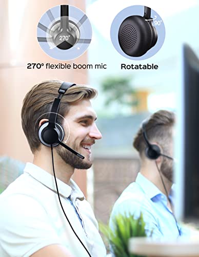 KLYLOP USB Headset, Headset with Mic Noise Reduction & in-line Control, 3.5mm/USB Wired Headphones, Stereo PC Headset with Mute, Headset with Microphone for PC Zoom Skype Webinar Home Office