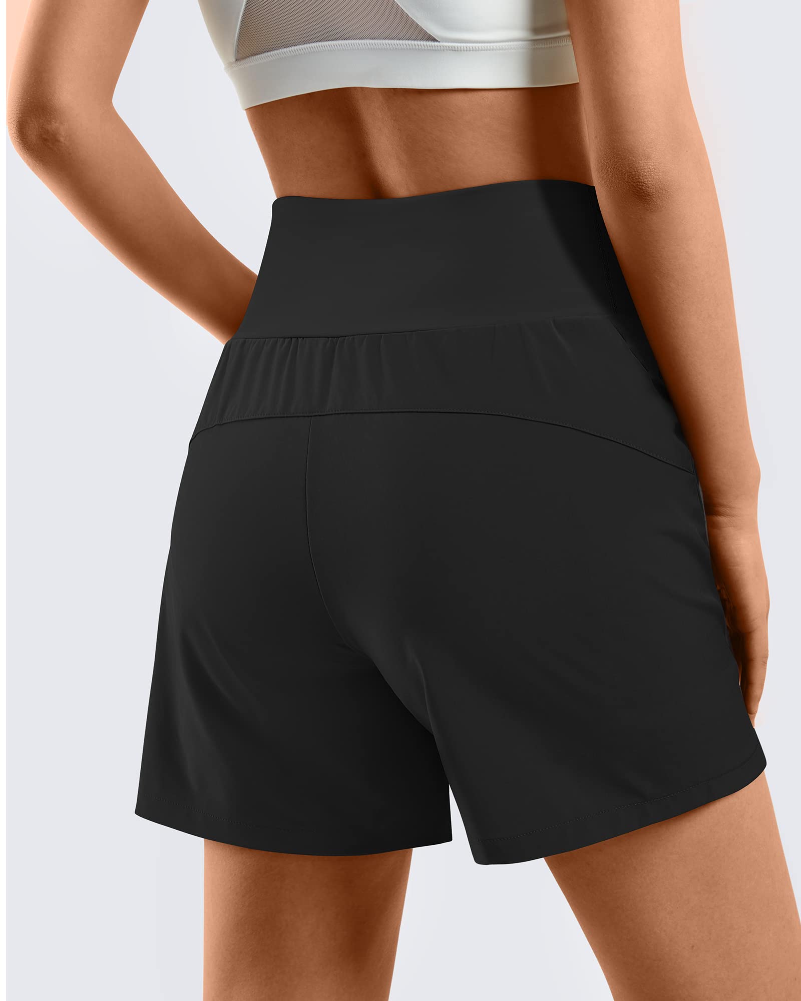 G4Free Athletic Running Shorts for Women Lightweight Quick Dry Workout Gym Shorts with Pockets 5" (Black, XL)